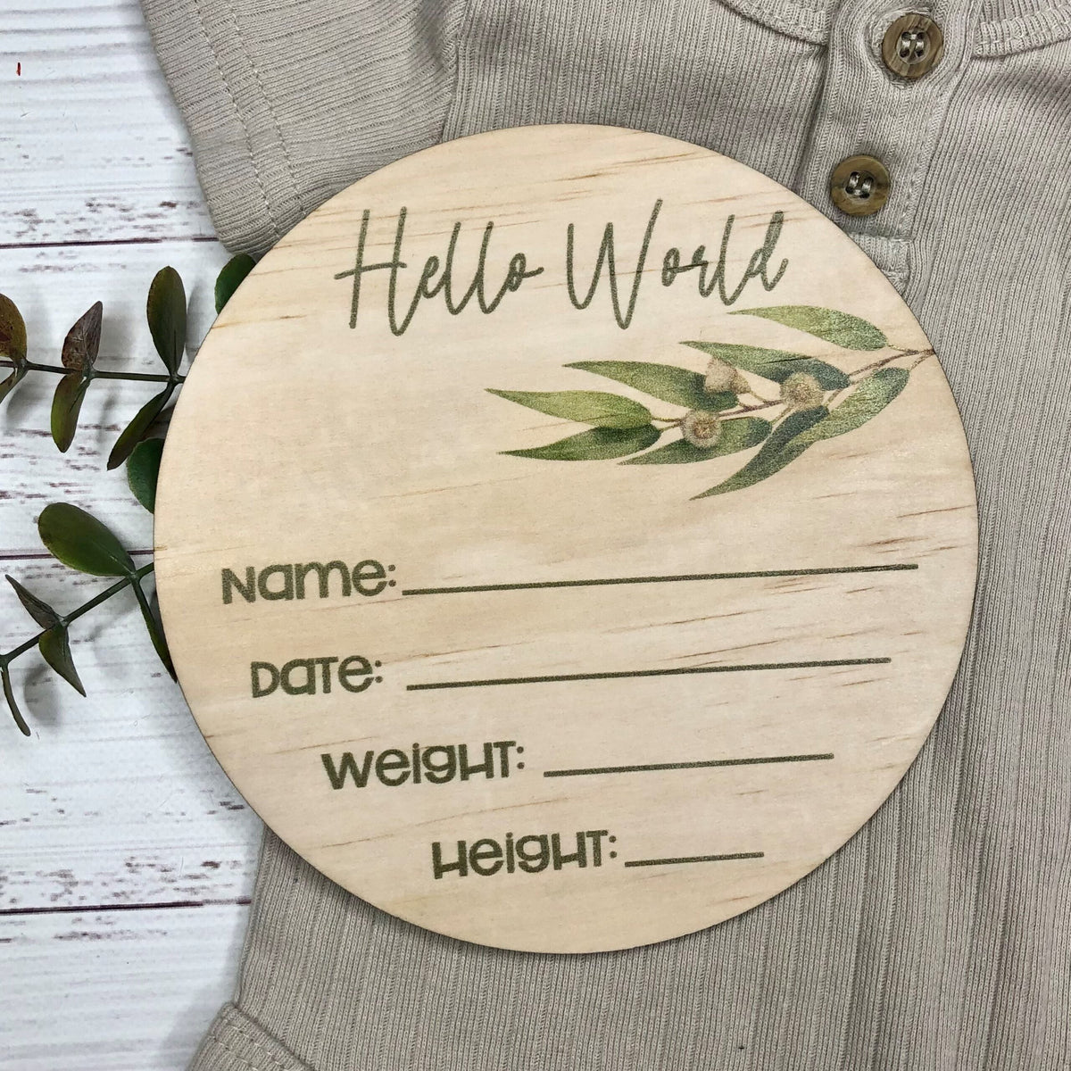 Birth Announcement Disc - Eucalypt – Possum & Friends Boutique